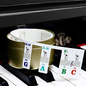 Piano Keyboard Stickers, 88 Full-Size Piano Rake Key Labels Overlay Removable for Beginners Kids (Colorful)