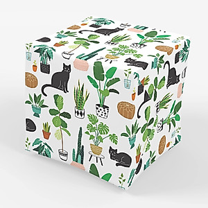 Stesha Party Cats and Plants Wrapping Paper Gift Wrap - Folded Flat 30 x 20 Inch - 3 Sheets