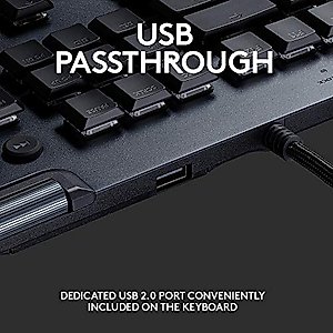 Logitech G815 LIGHTSYNC RGB Mechanical Gaming Keyboard with Low Profile GL Tactile key switch, 5 programmable G-keys, USB Passthrough, dedicated media control - Tactile