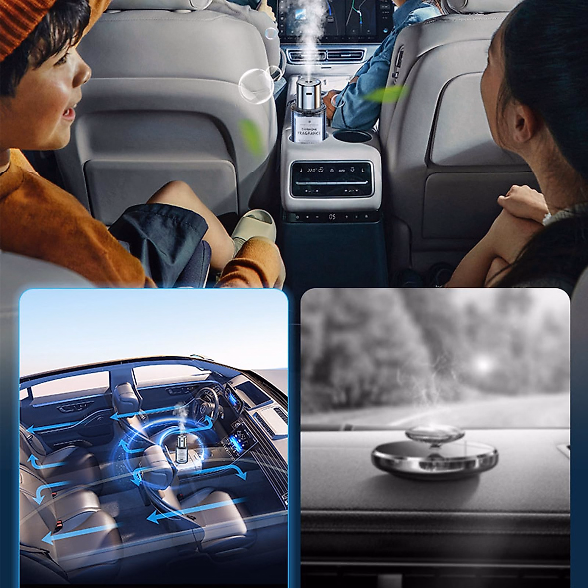 Smart Ultrasonic Atomized Car Air Freshener,5 Gears Adjustment & Auto On/Off,160ML Natural Fragrance,USB Mini Air Freshener Suitable for Car,300 Days Long Lasting (Jasmine)