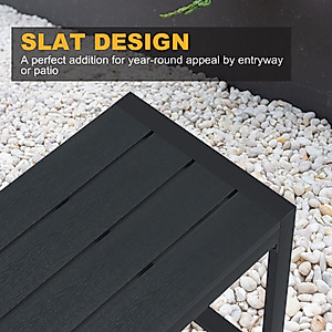 VICLLAX Outdoor Dining Set All Weather Patio Furniture with Slatted Patio Dining Table and 2 Outdoor Benches for Backyard Garden Poolside Deck, 3 Pieces Black