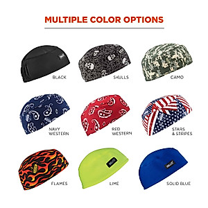 Ergodyne Chill Its 6630 Skull Cap, Lined with Terry Cloth Sweatband, Sweat Wicking, Blue