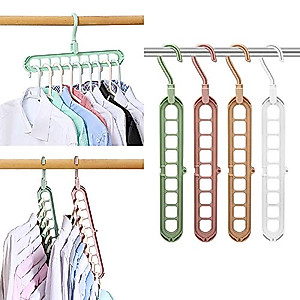 Magic Space Saving Clothes Hangers Multifunctional Smart Closet Organizer Premium Wardrobe Clothing Cascading Hanger 9 Slots, Innovative Design for Heavy Clothes, Shirts Pants Dresses Coats(4 Pack)