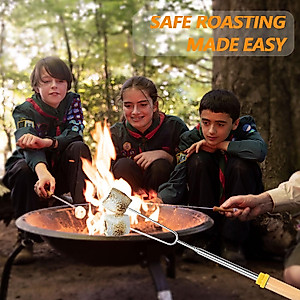 4Pcs Smores Sticks for Tabletop Fire Pit Long 32 Inch, S'mores Skewers Kit Marshmallow Roasting Sticks Hot Dog Fork, Camping Essentials Smores Maker Gear Outdoor Campfire Cooking Accessories