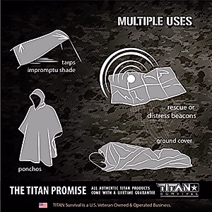 TITAN Survival Mylar Survival Blankets 5 Pack 52” x 82” - 90% Heat Retention & Waterproof Design - Emergency Blanket Cold Weather Protection & Survival Kits - Durable Space Blanket for Outdoor Use