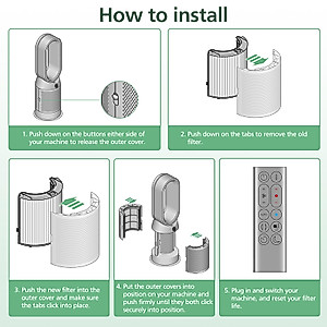 2-IN-1 Filter Replacement for Dyson PH01 HP07 HP10 TP07 TP10 TP09 HP09 HP06 TP06 Air Purifier 360 Combi Glass Pure Cool Hot Humidify Fan, 2-IN-1 HEPA + Carbon Filter (Upgraded), 1 Pack