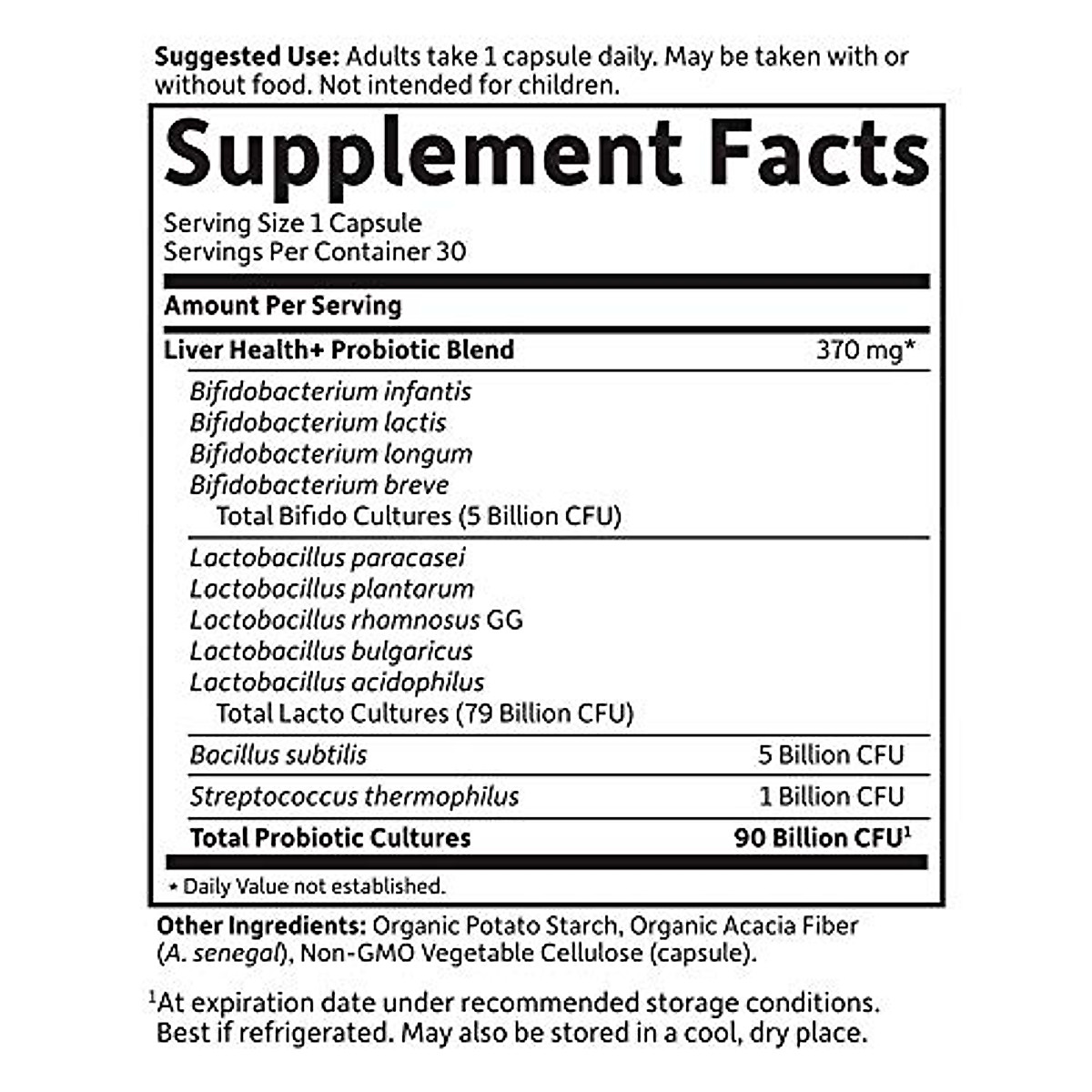 Garden of Life Dr. Formulated Probiotics Platinum Series Liver Health+ 90 Billion CFU Guaranteed, One a Day Probiotic for Healthy Detoxification & Elimination Support, Vegan, Gluten Free, 30 Capsules