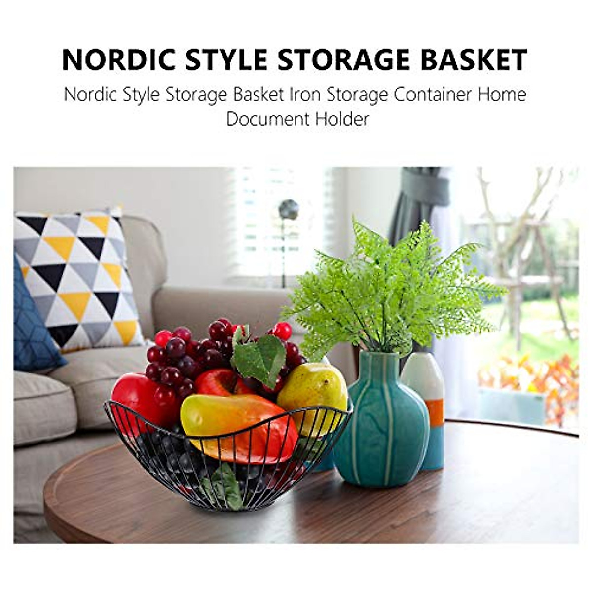 BESPORTBLE Nordic Style Storage Basket Iron Storage Container Home Document Holder 1Pc