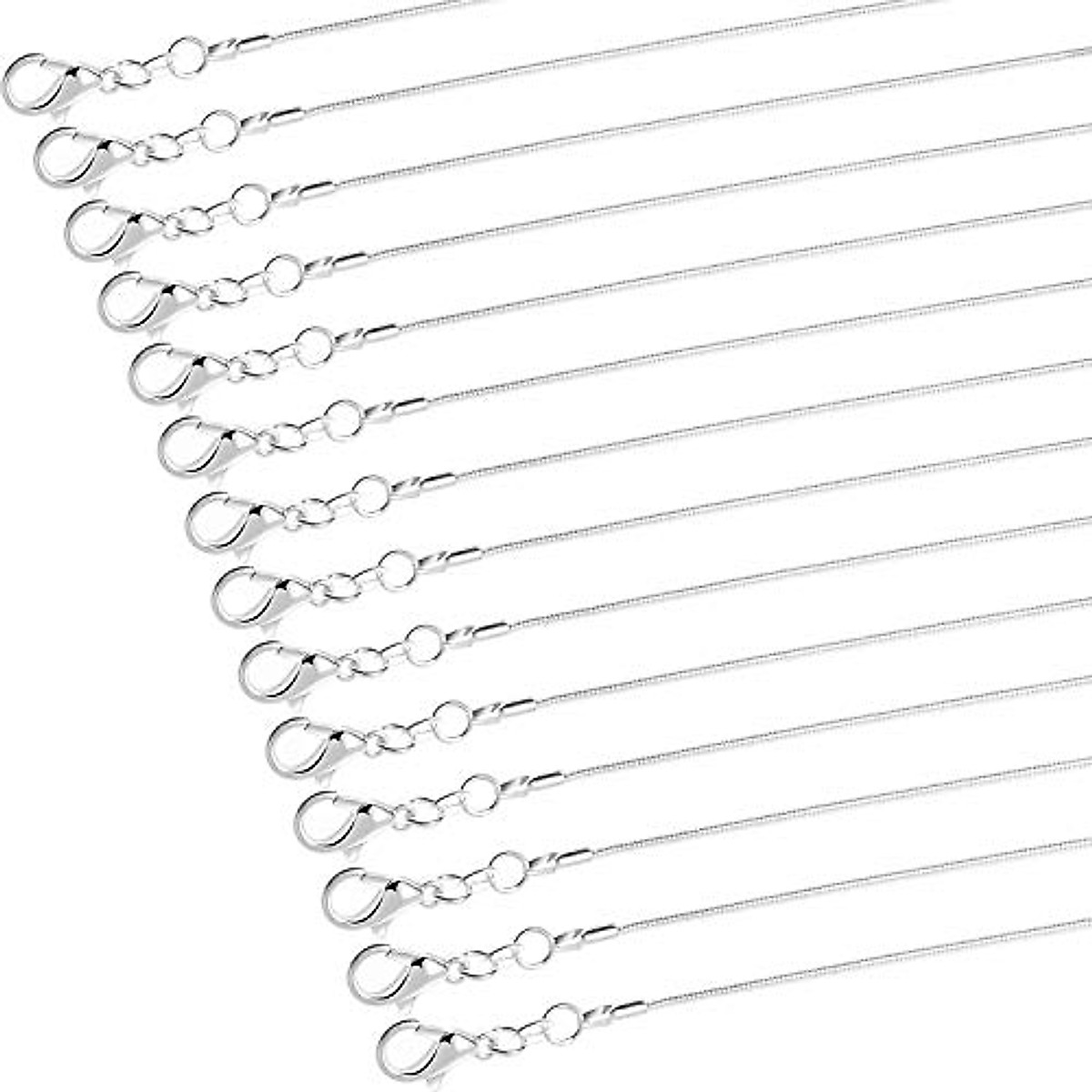 Paxcoo 30 Pack Necklace Jewelry Chain Bulk Silver Snake Chain Necklace for Jewelry Making, 1.2 mm (22 Inches)