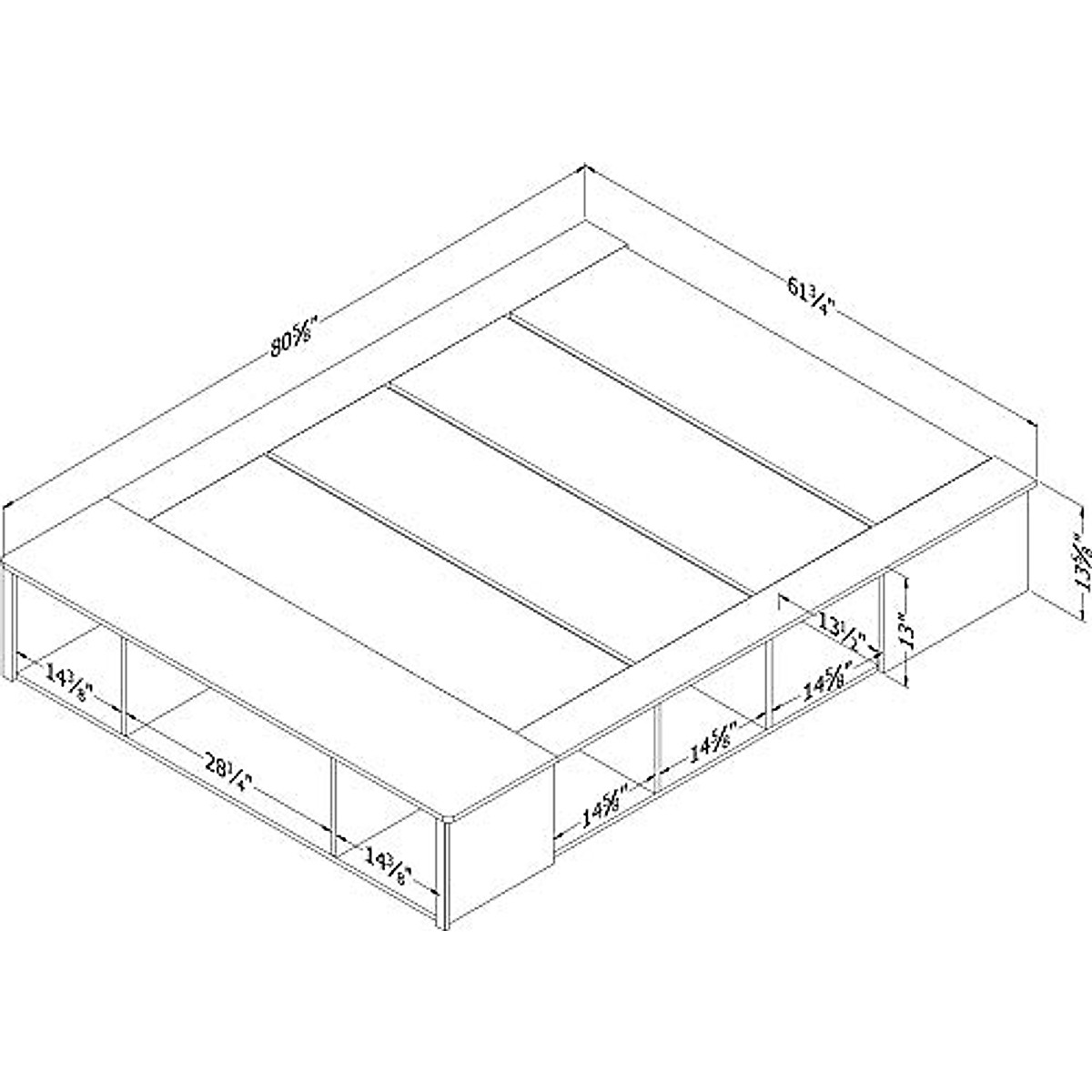South Shore Bed with Baskets, Queen, Fall Oak
