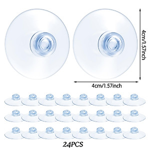 24Pcs Small Suction Cups,Glass Suction Cups 1.6Inch Clear PVC Rubber Window Suction Cups without Hooks,for Home Kitchen and Bathroom Windows Glass Doors
