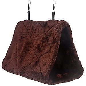 Miayaya Winter Warm Bird Nest House Shed Hut Hanging Hammock House Snuggle Plush Fluffy Finch Cage for Hamster Budgies Parakeet Cockatiel Cockatoo Lovebird Parrot 9.45 x 5.9 x 7.08 inch (Dark Coffee)