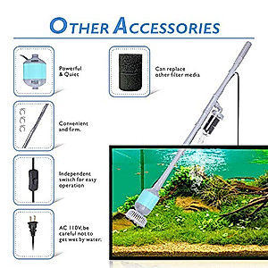 hygger 360GPH Electric Aquarium Gravel Cleaner, 5 in 1 Automatic Fish Tank Cleaning Tool Set Vacuum Water Changer Sand Washer Filter Siphon Adjustable Length 15W