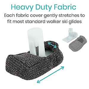 Vive Walker Ski Glide Covers 4 PCS - Heavy Duty Removable Padded Caps - Universal Fit Sock Pad for Indoor and Outdoor Use - Durable Medical Walker Floor Padding - Seniors Rollator Glider Accessories