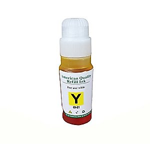 Vivid Colors Replacement Cn GI-21 Yellow Ink Refill Bottle for use with Pixma G3260, G2260 and G1220 Megatank Printers (Gi21 Yellow)