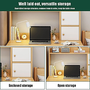 QQXXWood Study Desk with Chair and Bookshelf,k-i*ds Desk and Chair Set, Study Table Teenager Desk,Wooden Computer Desk with Hutch,Cute Writing Table for Girls Boys,Modern Office Desk