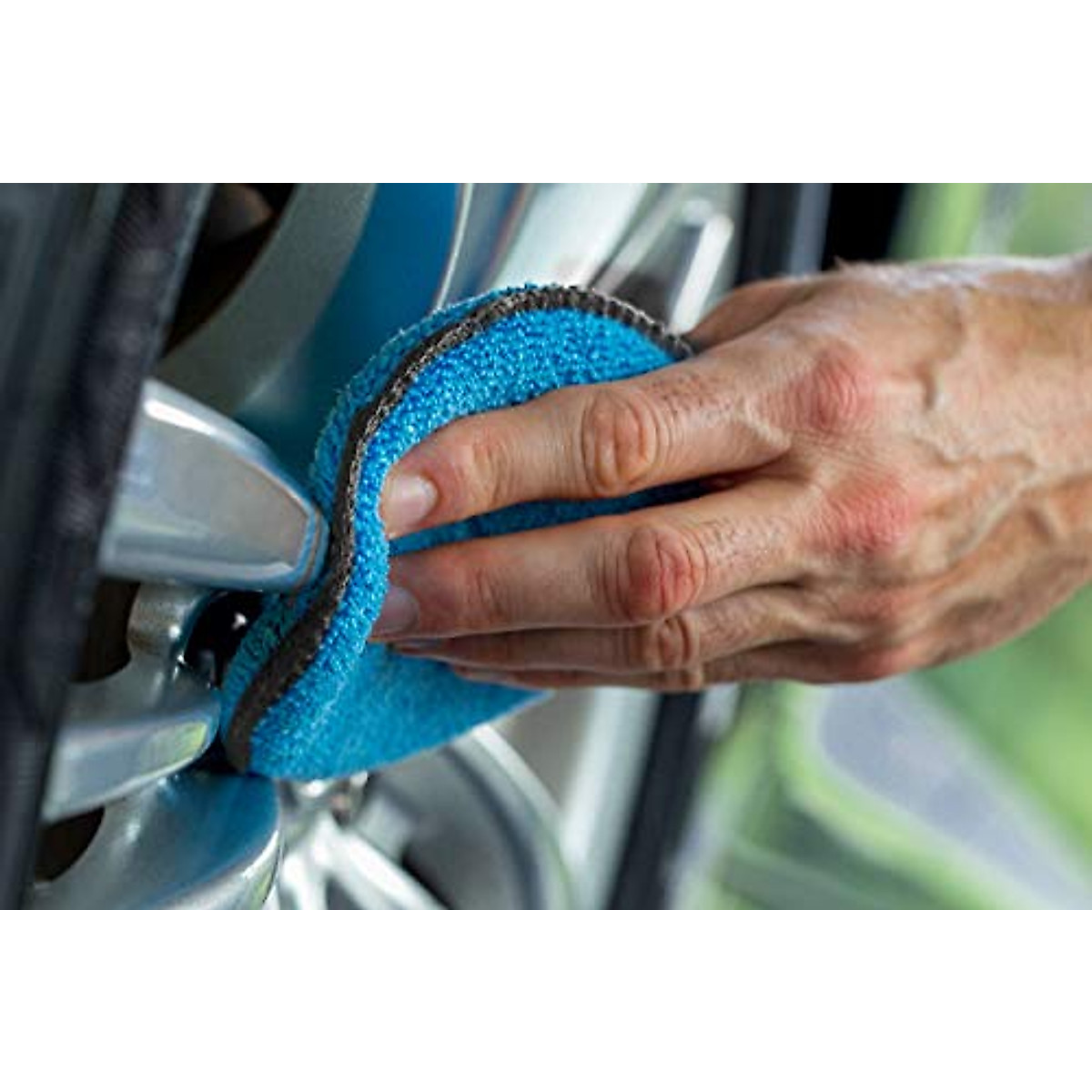 VIKING Microfiber Car Detailing Applicator Pads, Car Wax Applicator, 5 Inch Diameter, 6 Pack, Blue/Grey