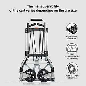 RJTEK 【Upgraded Version】 Heavy-Duty Folding Hand Truck and Dolly 350lb Capacity, Telescoping Handle, Dolly cart, Luggage Trolley Cart,Moving Dolly, Lightweight,with 2 Ropes
