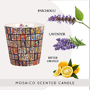 Artitude Home Mosaico Scented Candle |Bitter Orange-Lavender-Patchouli | 100% Soy Wax | Luxury Candles | Perfect for Gifting | 40oz | 10cm Tall | Approx Burn Time - 80 Hours