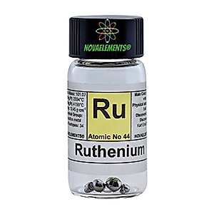 Ruthenium Metallic Element 44 Ru, Pure Sample 0.5 Grams 99.99% in Glass Vial with Label