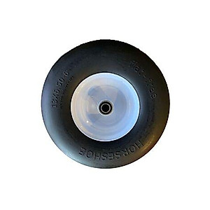 (2-Pcs-Set) New 11x4.00-5 Flat-Free Lawn Mower Smooth Tires w/Steel Rim for Zero Turn Lawn Mower Garden Tractor - hub 3"-5" with 3/4" Or 5/8" Bore 114005 T161