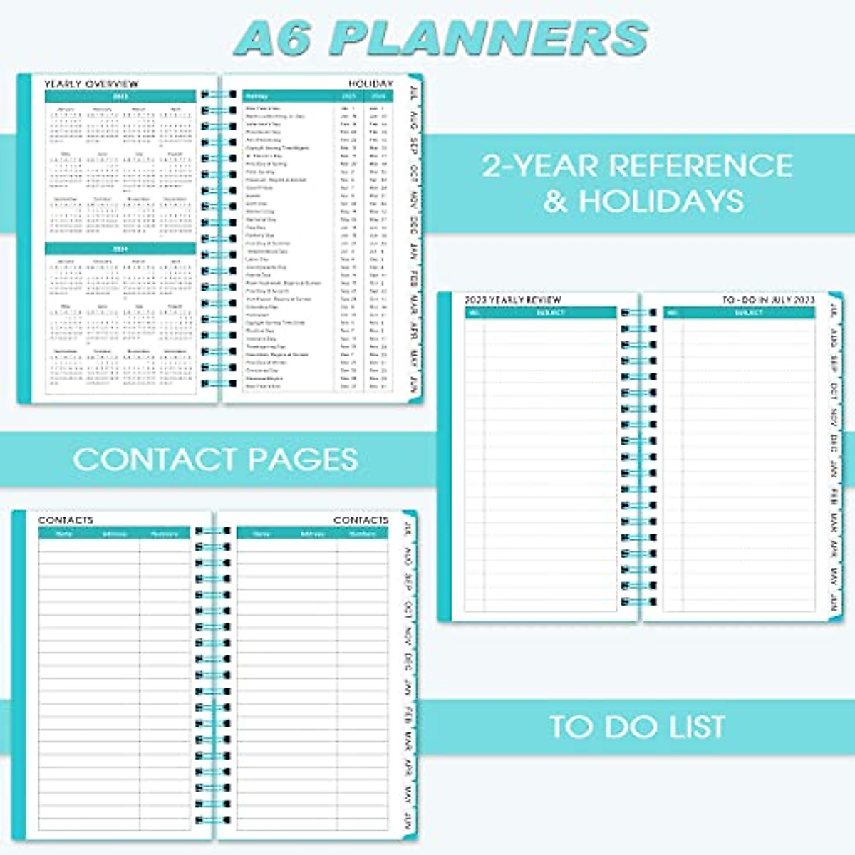 2023-2024 Pocket Planner/Calendar - Weekly & Monthly Pocket Planner, JULY 2023 - JUNE 2024, 6.8" x 4.3", Strong Twin - Wire Binding, Plastic Cover, Round Corner