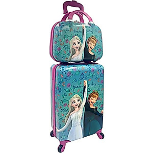 Fast Forward Kid’s Licensed Hard-Side 20” Spinner Luggage Carry-On Suitcase and Beauty Case Set (Frozen)
