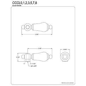 Kingston Brass CCCL0 Vintage Porcelain Lever Handle, 3/8" X 16PT, Matte Black