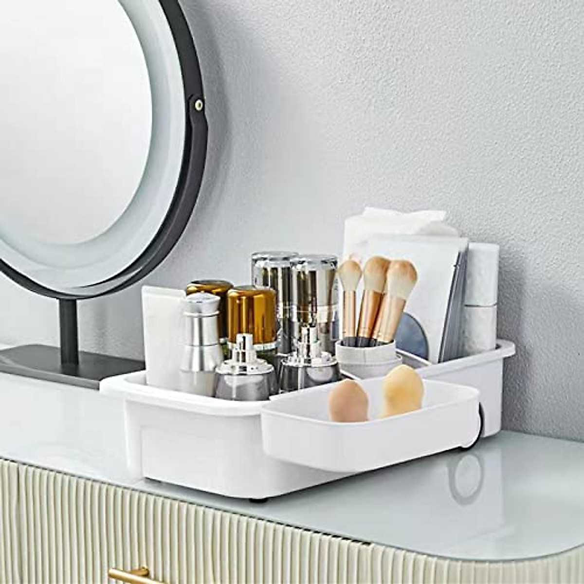 MagiDeal under Sink Storage Organizer for Bathroom,Kitchen Multi Purpose Standing Rack Organizer,Bathroom Collection Baskets, White
