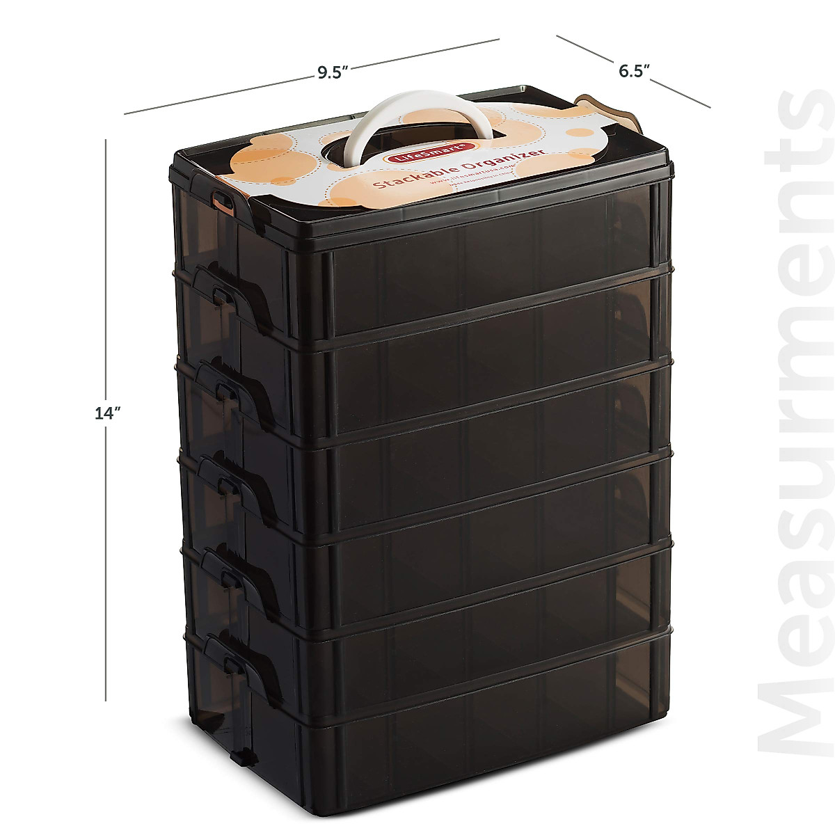 LifeSmart Stackable Bead Storage Organizer Box | DIY Art Craft Case with Adjustable Compartments | Small Plastic Bin Containers with Dividers for Toys, Jewelry, Fishing Tackles and Sewing Supplies