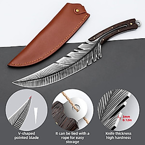 zarfand Professional Chef Knives, Sharp Feather Boning Knife Hand Forged Knife High Carbon Steel Boning knife for Meat Cutting Cooking Knife with Sheath for Kitchen Outdoor