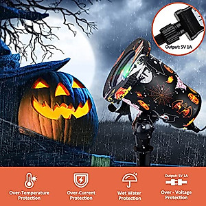 Halloween Projector Lights Outdoor Waterproof,Halloween Laser Lights with Remote Control,Halloween Decorations LED Lights with 8 Patterns for Patio, Garden, Wall,Gate,Halloween Decorations, Party.