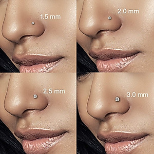 Jstyle 20G 8 Pcs a Set Stainless Steel Nose Rings Studs Piercing Body Jewelry 1.5mm 2mm 2.5mm 3mm G