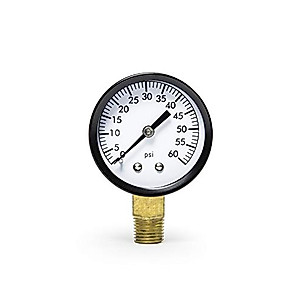 Aquatix Pro Pool Filter Pressure Gauge - Premium Spa/Pool/Aquarium Water Pressure Gauge, 2" Dial, 0-60 Psi, Bottom Mount 1/4", Compatible with Most Brands Such as Hayward, Pentair & Jandy