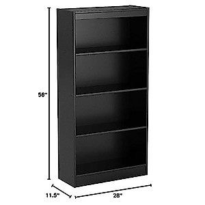 South Shore Axess 4-Shelf Bookcase-Pure Black