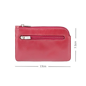 Visconti Monza 19 Leather Key Ring Zippered Coin Pouch Purse (Red)