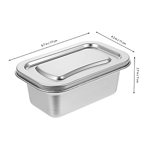 OUNONA 3pcs Ice Cream Box Stainless Steel Refrigerator Round Container with Lid Freezer Container Empty Ice Cream Containers Refrigerator Food Storage Bin Household Storage Box, 17X11X7CM, Silver