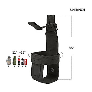 EXCELLENT ELITE SPANKER Tactical Military Portable Belt Bottle Holder Pouch Molle Adjust EDC Water Bottle Carrier for Hunting Walking Running Traveling (Black)