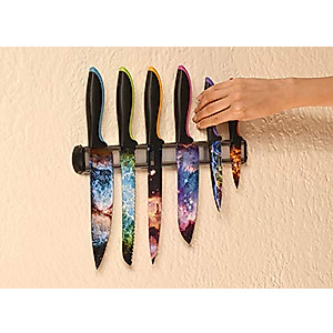 CHEF'S VISION Cosmos Knife Set Bundle With BEHOLD Wall-Mounted Magnetic Holder Silver