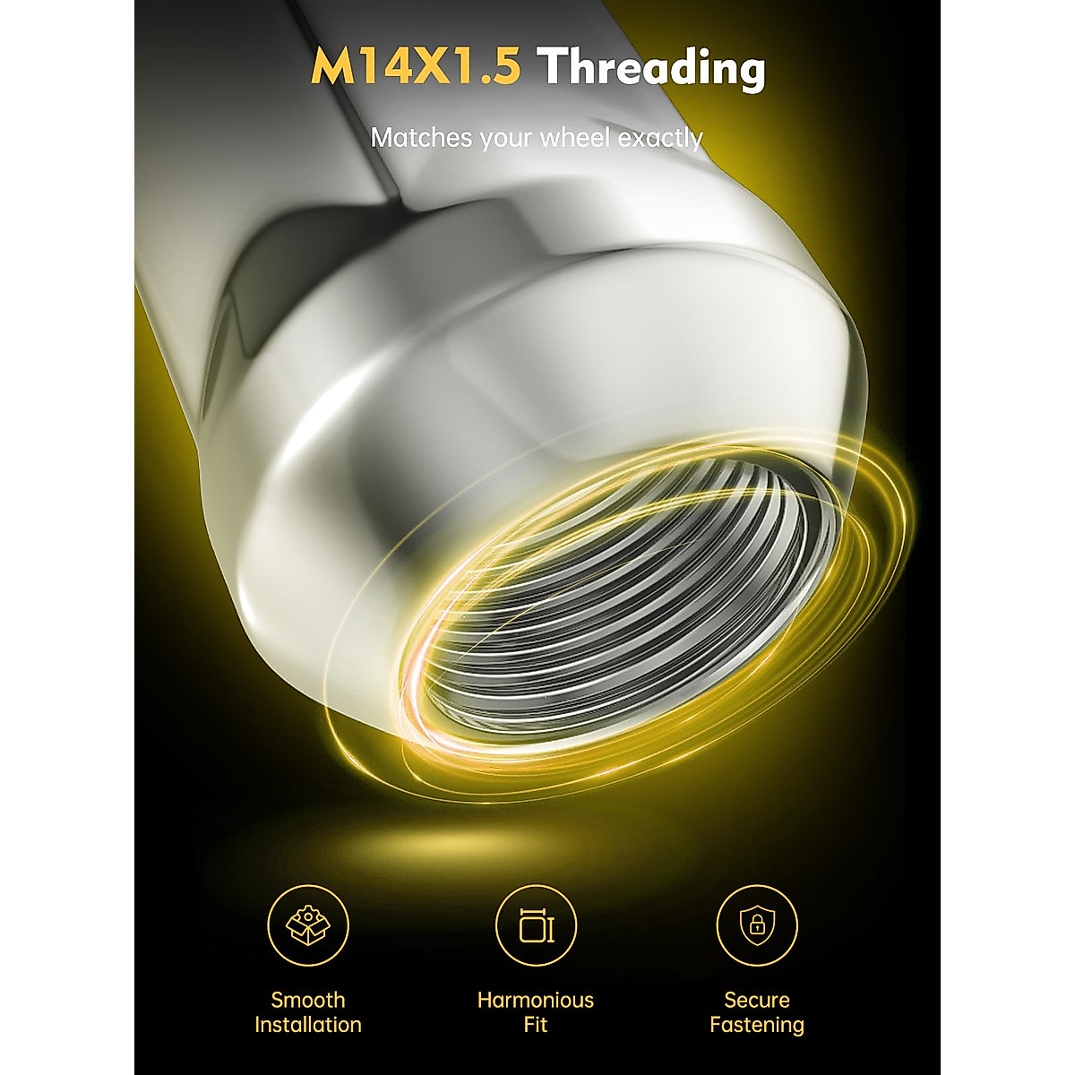 MIKKUPPA M14x1.5 Lug Nuts, Replacement for Silverado, Ford, GMC Aftermarket Wheel - 24pcs Chrome Closed End Bulge Acorn Lug Nuts