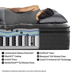 Beautyrest Black L-Class 14.5” Plush Pillow Top King Mattress, Cooling Technology, Supportive, CertiPUR-US, 100-Night Sleep Trial, 10-Year Limited Warranty