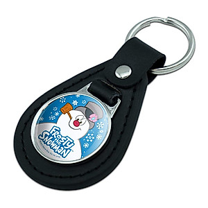 GRAPHICS & MORE Black Leather Frosty the Snowman Snowing Keychain