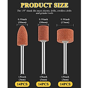 Sanding Bits for Dremel Rotary Tool, Grinding Stone Sanding Drill Bits with 1/8" Shank, Aluminium Oxide Tough Enough to Metal Rust Removal/Smoothing/Sharpening, Different Shape Meet More Needs, 42Pcs