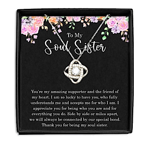 Soul Sister Gifts For Women, Necklace For Best Friend, Sister in Law, BFF, Unbiological Sister, Bestie, Unique Friendship Birthday Present Sentimental Jewelry, Long Distance, Crystal, Cubic Zirconia