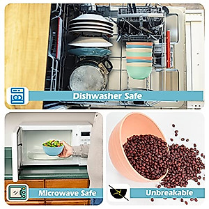 PTNITWO Cereal Bowls-Set of 4 Wheat Straw Fiber Bowls, Unbreakable And Reusable Light Weight Bowl For Rice Noodle Soup Snack Salad Fruit BPA Free Dishwasher Safe (4 Color)