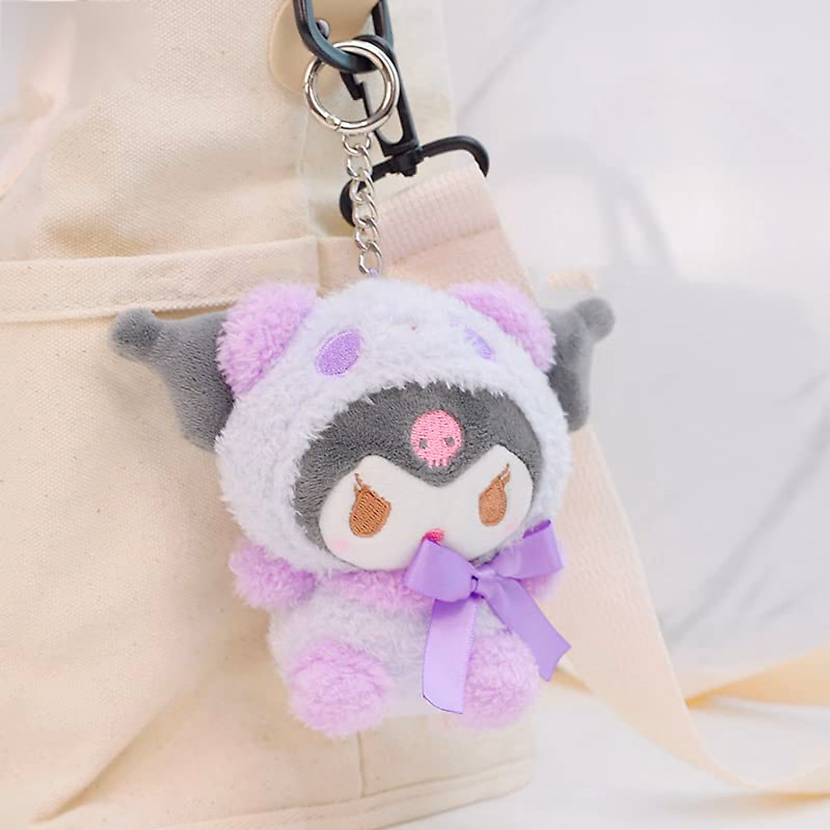 SARISP Plush Toys, The New Kawaii Plush Toy Cute Kuromi Cinnamoroll My Melody Figure Girl Toy Plush Keychain Plush Toy Plush Doll Pendant Girls Gift（Purple）