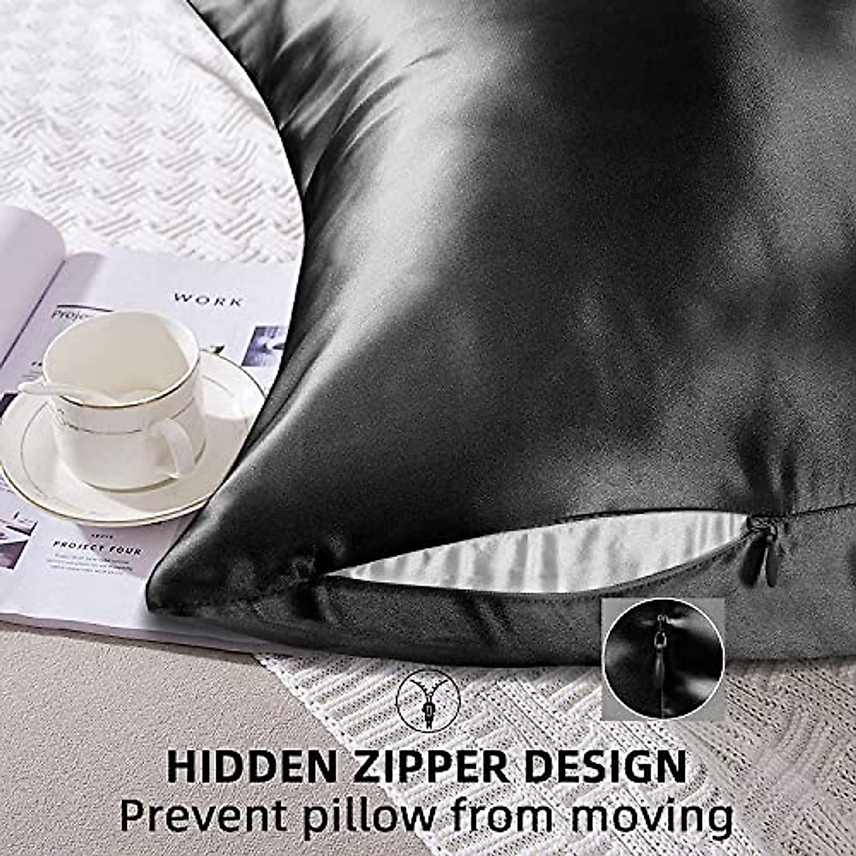 pendali Silk Pillowcase for Hair and Skin, Both Side Silk Pillow Case Health,Soft and Smooth,Beauty Sleep, Bed Pillow Covers with Hidden Zipper, Silk Satin Pillowcase, Queen Size, Pack of 1 Piece