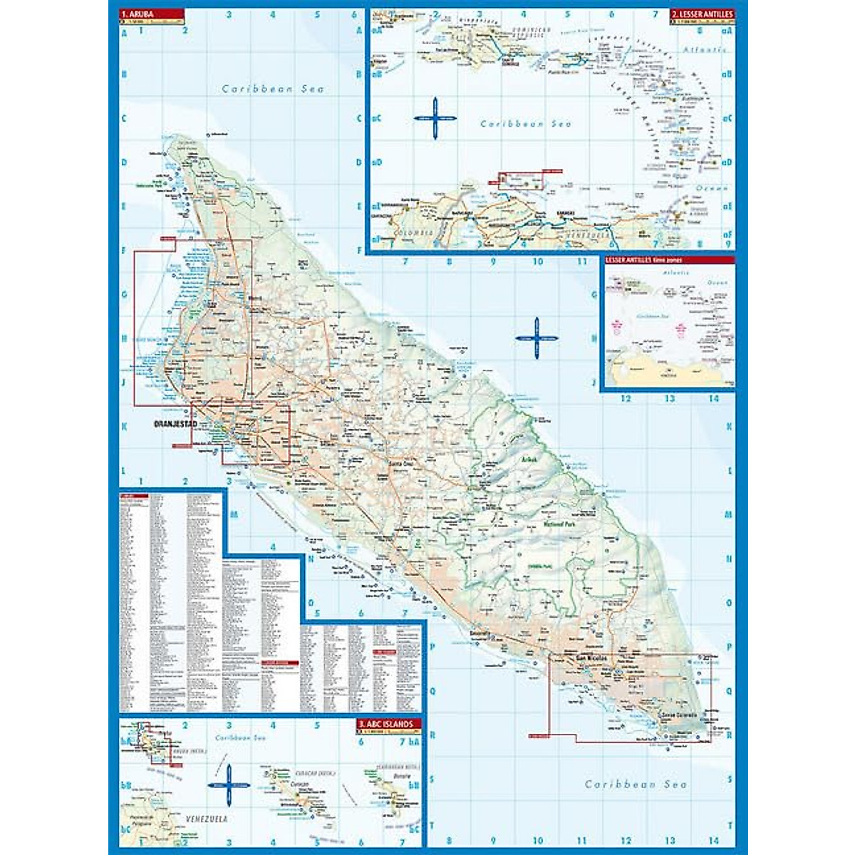 Laminated Aruba Map by Borch (English, Spanish, French, Italian and German Edition)