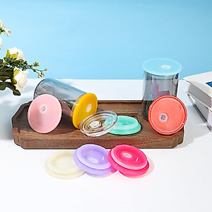 8 PackColorful Acrylic Lids for 16 oz Glass Cups, Spill Proof and Reusable Tumbler Replacement Lids, Suitable for Beer Cans, Water Cups and Glasses, Replacement Lids for Drinking Beer Glasses