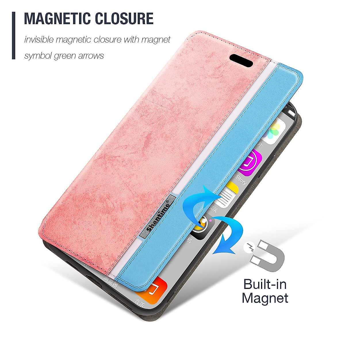 Shantime for Oppo Reno 6 Pro+ 5G Case, Fashion Multicolor Magnetic Closure Leather Flip Case Cover with Card Holder for Oppo Reno 6 Pro Plus 5G (6.55”)